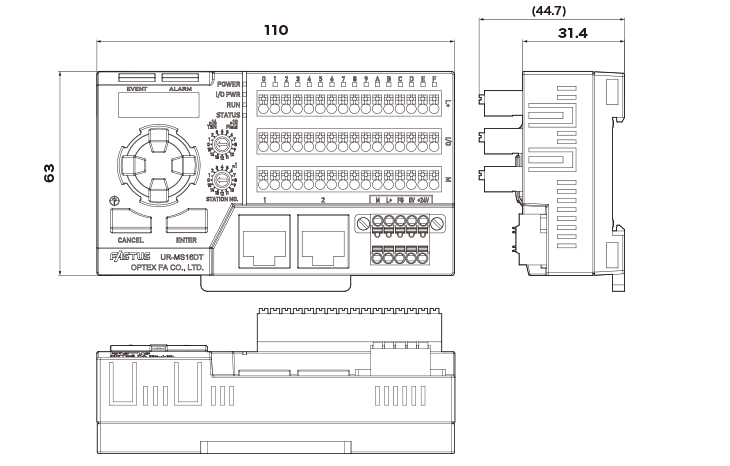 IIoT | IO-Link | IO-Link Master | UR Series | Dimensions : OPTEX FA GLOBAL
